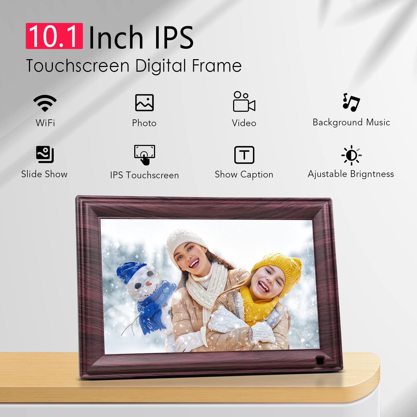 Digital Photo Frame, Canupdog IPS Touch Screen Digital Picture Frame,16GB Storage Motion Sensor Auto-Rotate Electronic FrameShare Photos via Frameo APP