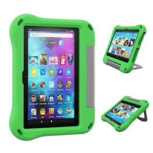 all-new 2022 8inch tablet case for kids, auorld light weight anti slip shockproof kids friendly case cover with bracket for 8 inch tablet -green