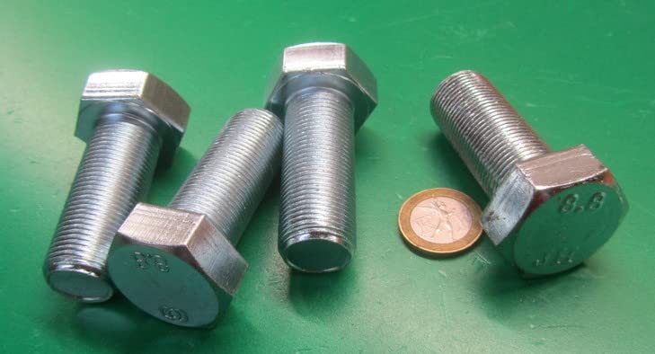 Class 8.8 Zinc Steel Bolts FT M20 x 1.5 mm x 50 mm Long 4 pcs