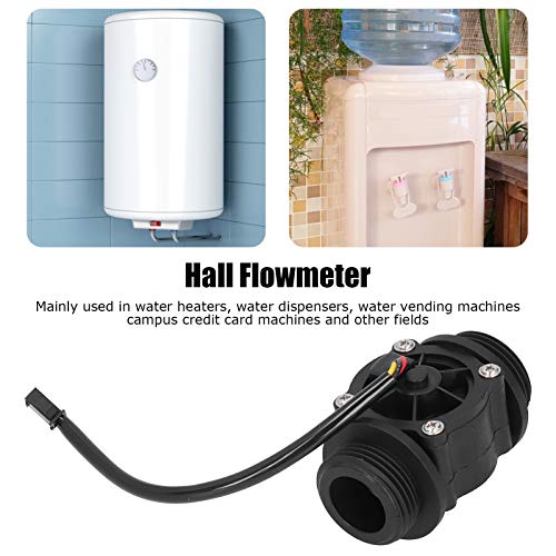 Water Flow Meter, G1in Male Thread Hall Flowmeter Plastic 1-60L/Min for Water Heaters