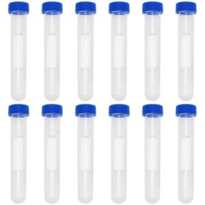 aylifu 12 pieces 10ml centrifugal test tube with blue screw cover and scale, laboratory screw round-bottom plastic centrifugal tube, suitable for laboratory school education