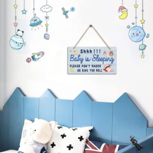 Baby Sleeping Sign Baby Sleeping Plaque Baby is Sleeping Sign Porch Sign Sleeping Baby Door Sign Do Not Knock or Ring Doorbell Sign No Disturb Sign Baby Room Hanging Sign