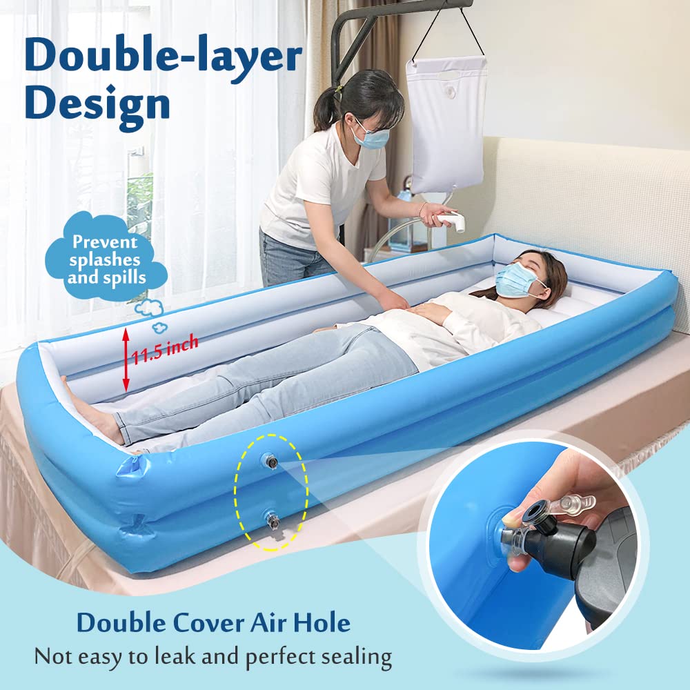 Medical Inflatable Bathtub Portable Shower for Elderly and Disabled Bed Bathing Aids Blow Up Bathtub Adult Bedridden Patients Full Body Bed Shower Inflatable Tub Home Care Handicap Bed Accessories