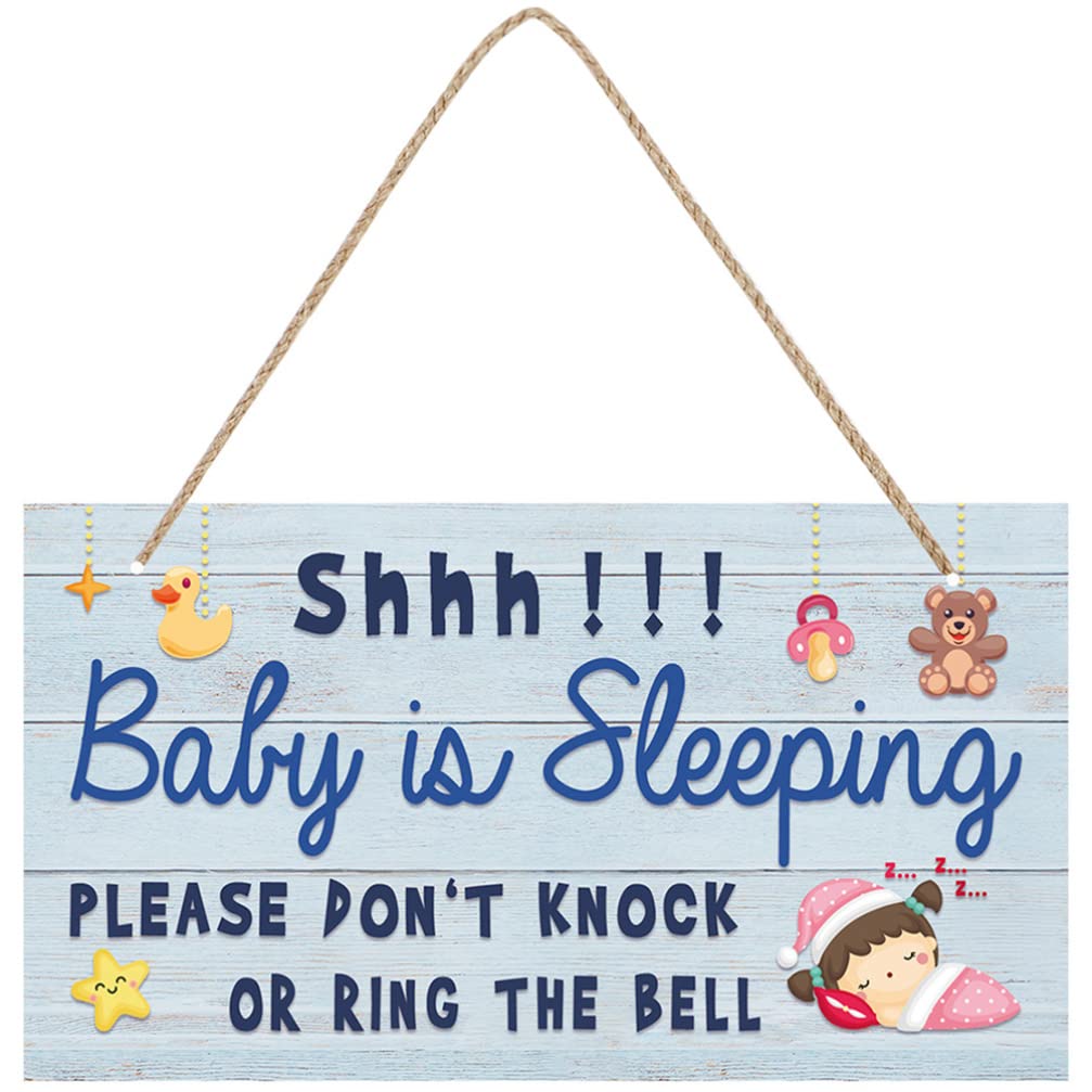 Baby Sleeping Sign Baby Sleeping Plaque Baby is Sleeping Sign Porch Sign Sleeping Baby Door Sign Do Not Knock or Ring Doorbell Sign No Disturb Sign Baby Room Hanging Sign