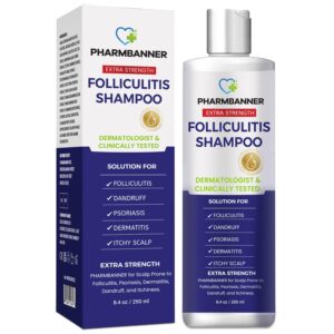 pharmbanner anti-fungal shampoo for folliculitis, seborrheic dermatitis, scalp psoriasis - relieves itchy & dry scalp