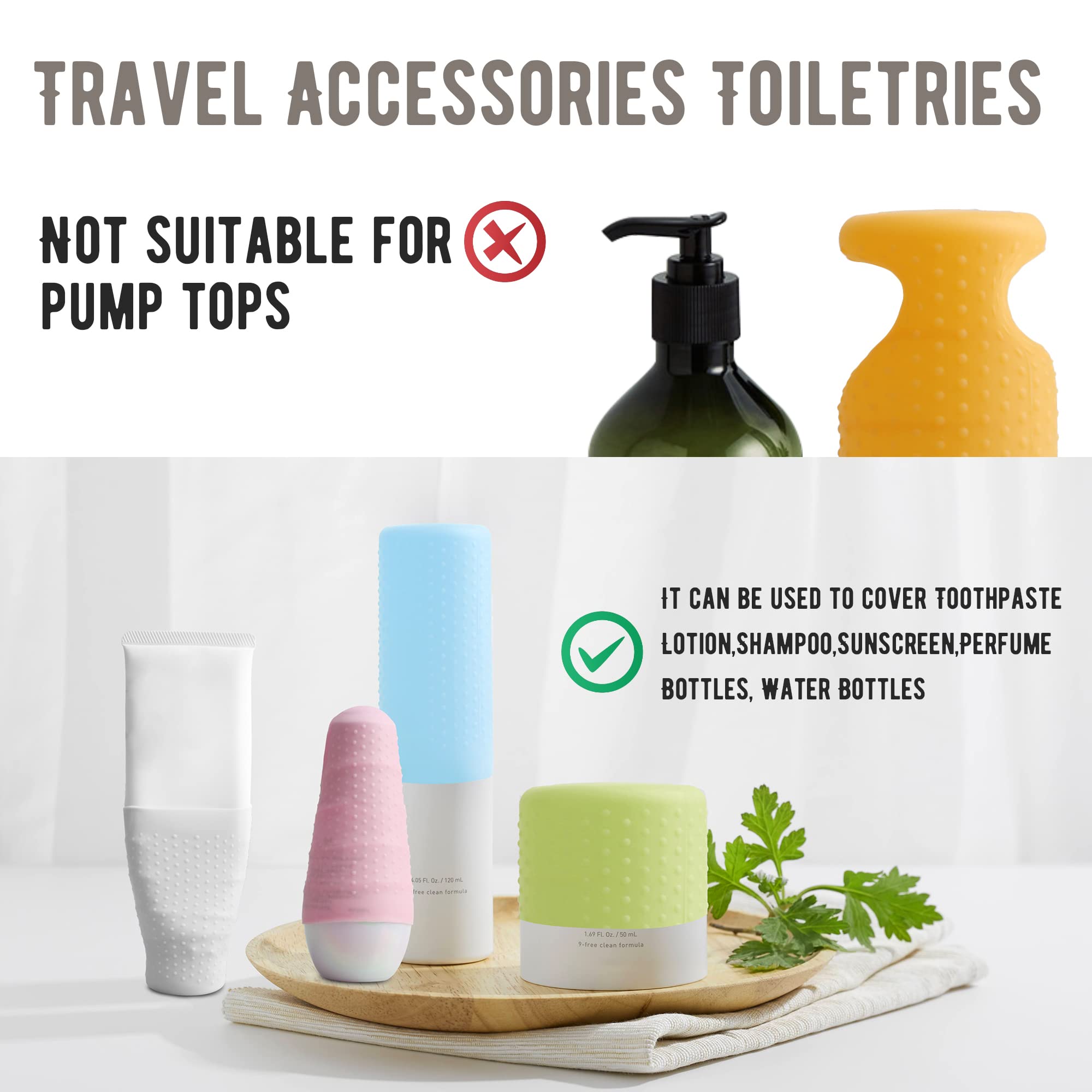 YUBIRD 6 PCS Silicone Travel Sleeves for Toiletries, Toiletry Sleeves for Leak Proofing, Leak Proof Sleeves for Travel Bottles, Travel Size Toiletries, Cruise Must Haves for Women Men