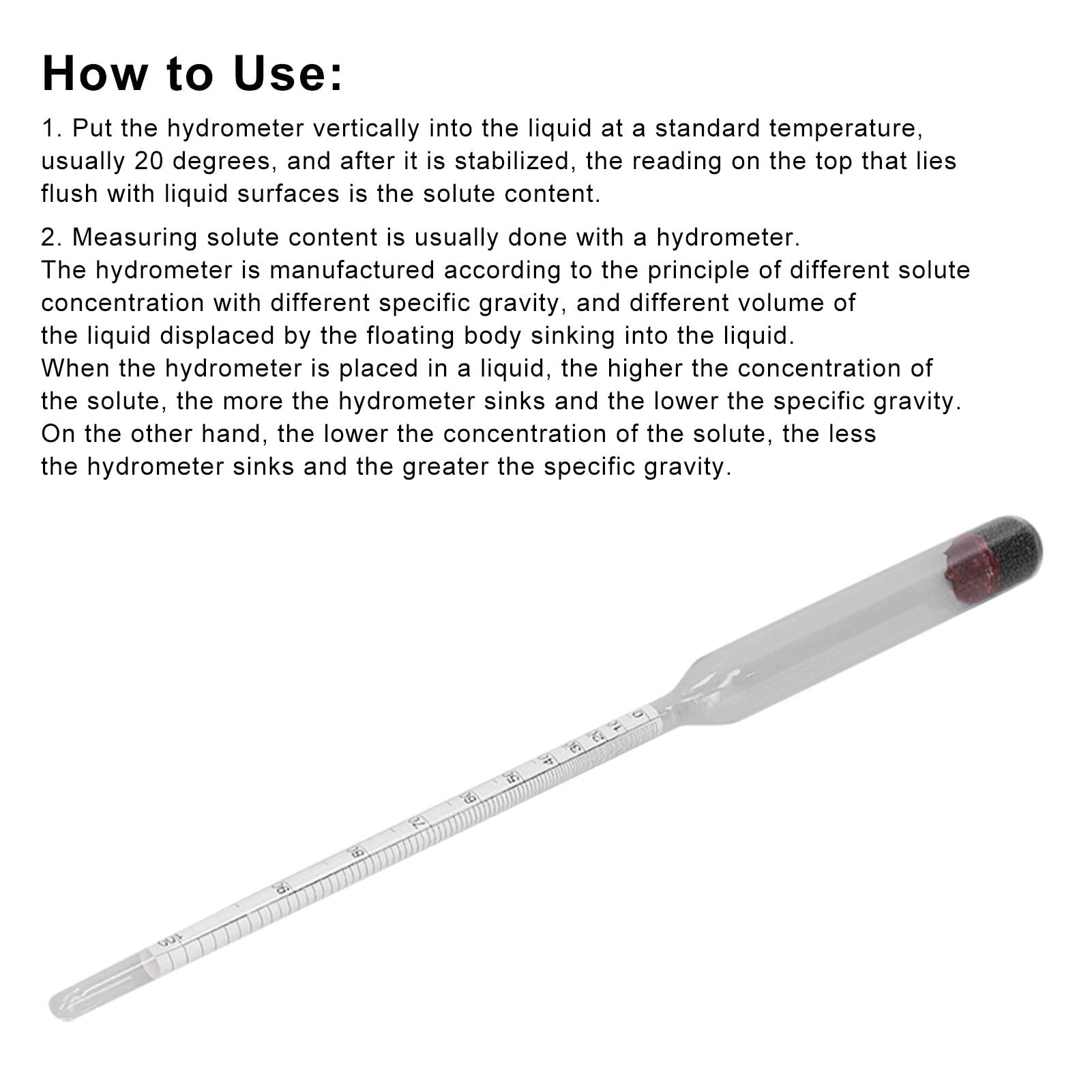 Hydrometer Tool, Glass Wide Application Beer Meter Clear Scale Durable for Home