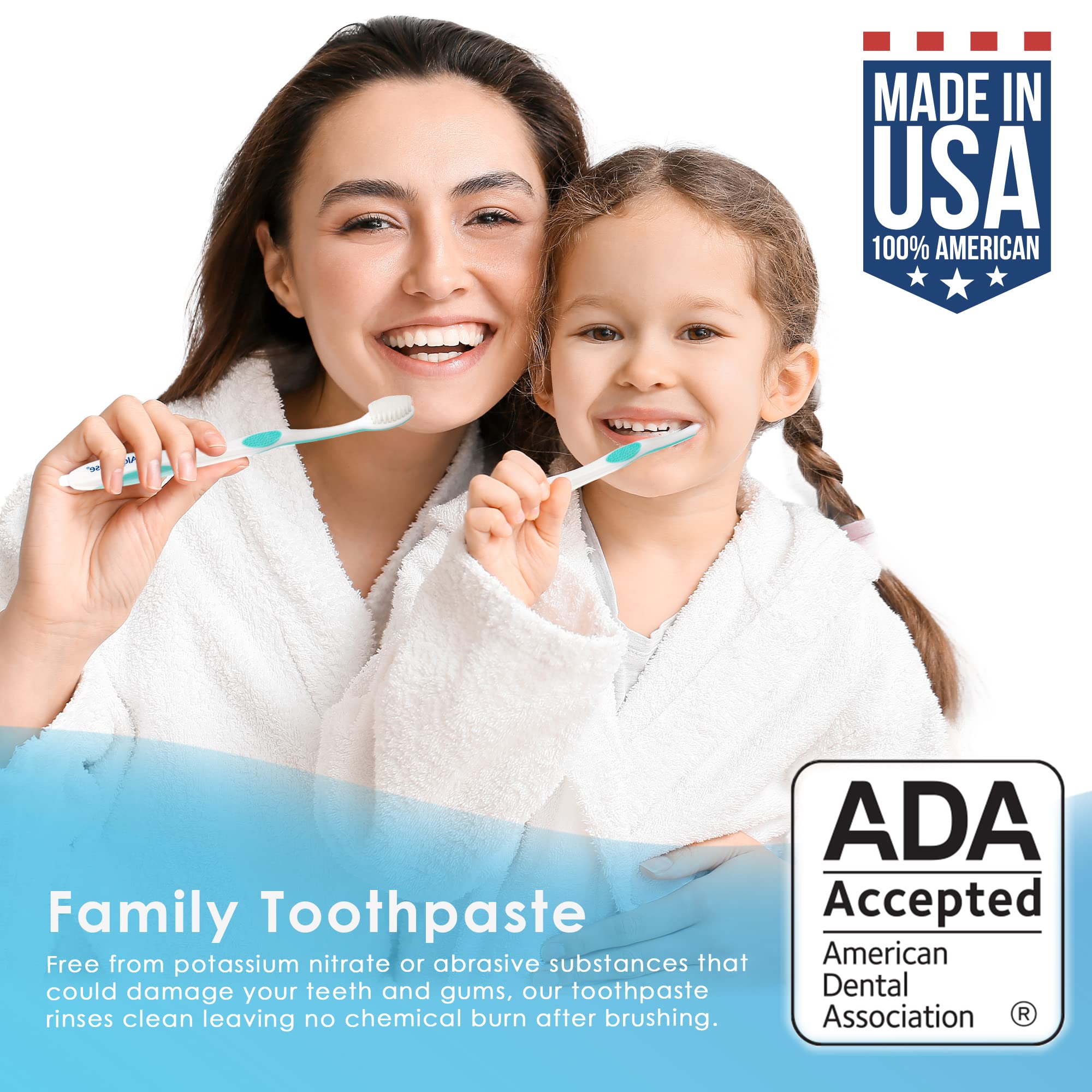 AloeSense Natural Fluoride Toothpaste and Extra Sensitive Toothbrush, ADA Approved Mint Toothpaste with Aloe Vera and Allantoin and Ultra Soft Toothbrush, 2ct Toothpaste + 1ct Toothbrush (3pcs)