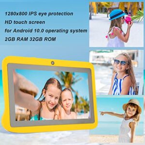 Jectse Kids Tablet, 7 Inch Tablet Toddler Tablet 2GB RAM 32GB ROM 1280 X 800 Octa Core Tablet, 5000mAh Battery, Dual Camera, Shockproof Case, Education Tablet for (Yellow 64cm/25.2in)