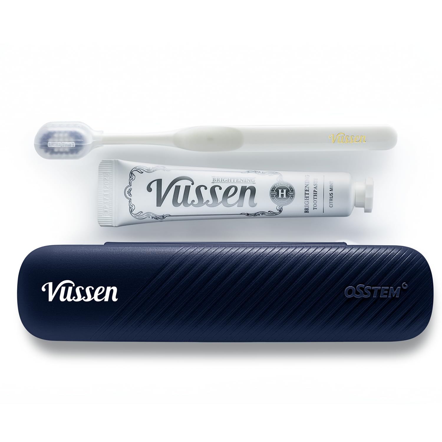 Vussen Travel Case with Toothpaste and Toothbrush 2 Color Available (Navy Blue)