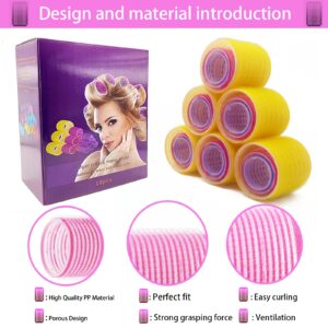 TINGIC Hair Roller Set - Jumbo Self-Grip Curlers with 3 Sizes for Long, Fine Hair, Roller Clips and Comb (34 PCS)