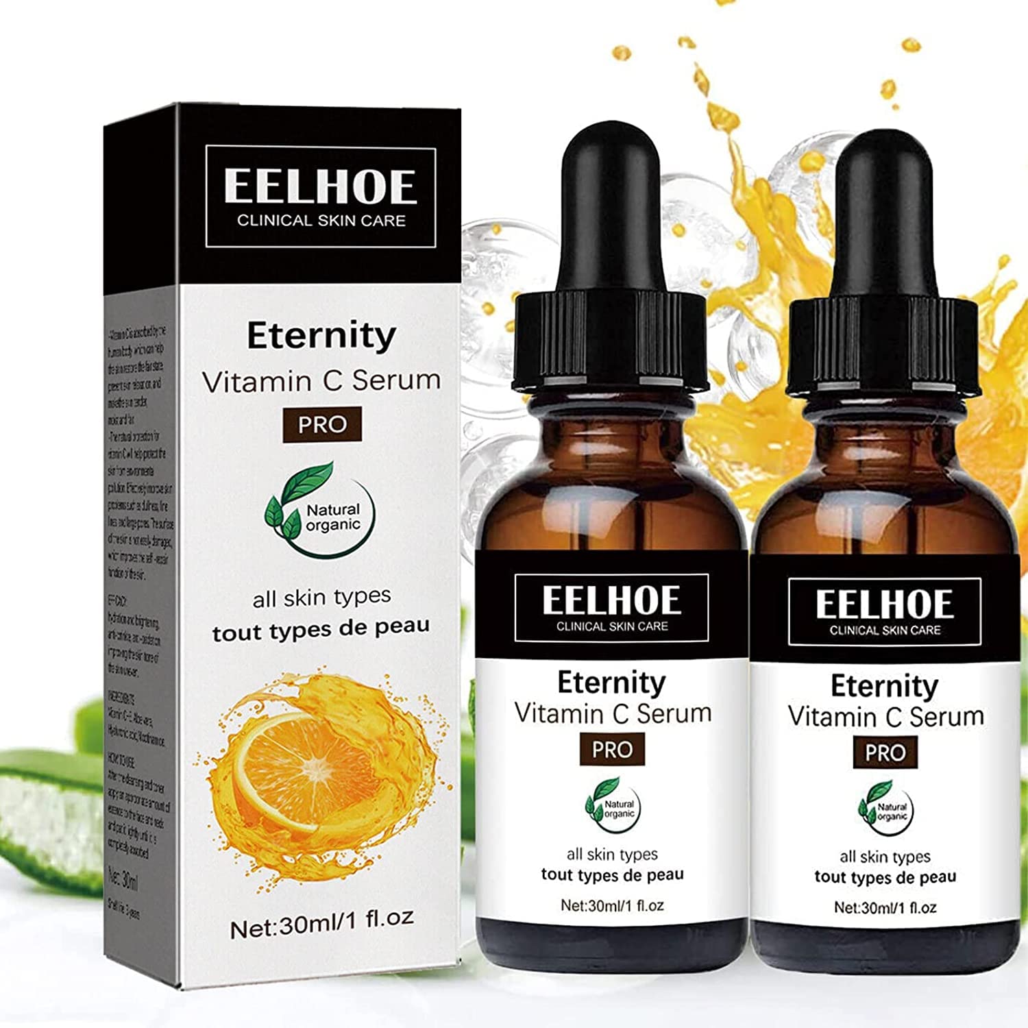 EELHOE Eternity Vitamin C Serum, Eelhoe Melanin Correcting Facial Serum, Eelhoe Collagen Boost Anti Aging Vitamin C Serum, Vitamin C Serum for Face with Hyaluronic Acid(2 PCS)