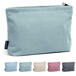 maange small makeup bag for purse, travel cosmetic bag makeup pouch corduroy portable versatile zipper pouch for women (green)