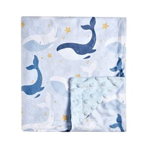 baby blanket super soft minky blanket blue whale blanket with dotted backing for newborns nursery stroller receiving toddlers crib bedding for boy or girl(30 x 40 inch) (whale)