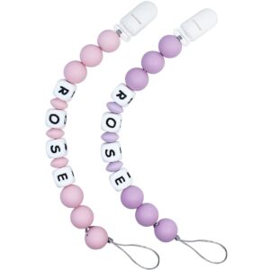 pack of 2 personalized stroller clip with name(lightpink+lightpurple)