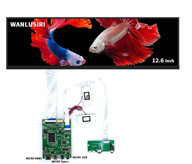 NV126B5M-N41, 12.6"LCD Screen with HD-MI Mini LCD Controllers VS-RTD2556HM-V1 for use Together, 1920X515 Display