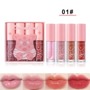 YIBABY 8 Colors Tinted Lip Gloss Set Hydrating Lip Glow Oil Plumping Lip Moisturizing Transparent Lip Care Oil Shiny Jelly Lip Gloss for Women and Girls (A)