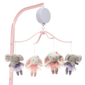 bedtime originals tiny dancer musical baby crib mobile - pink, animals, elephant