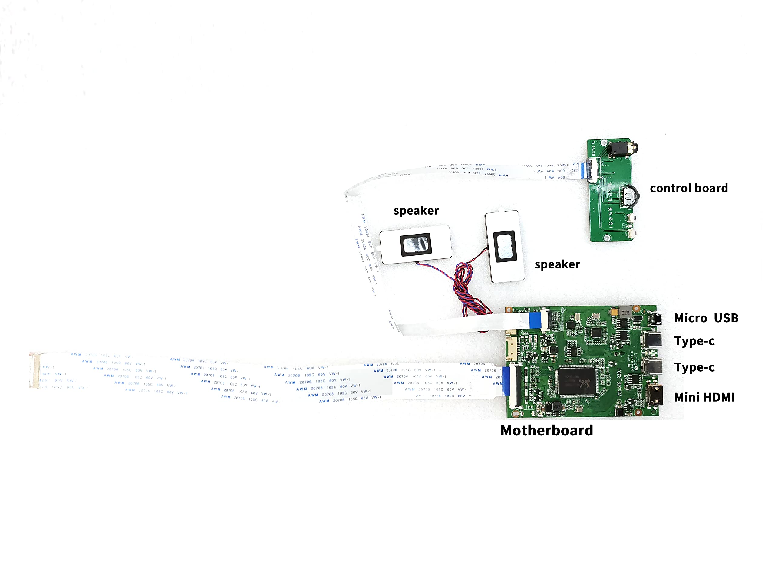 NV126B5M-N41, 12.6"LCD Screen with HD-MI Mini LCD Controllers VS-RTD2556HM-V1 for use Together, 1920X515 Display