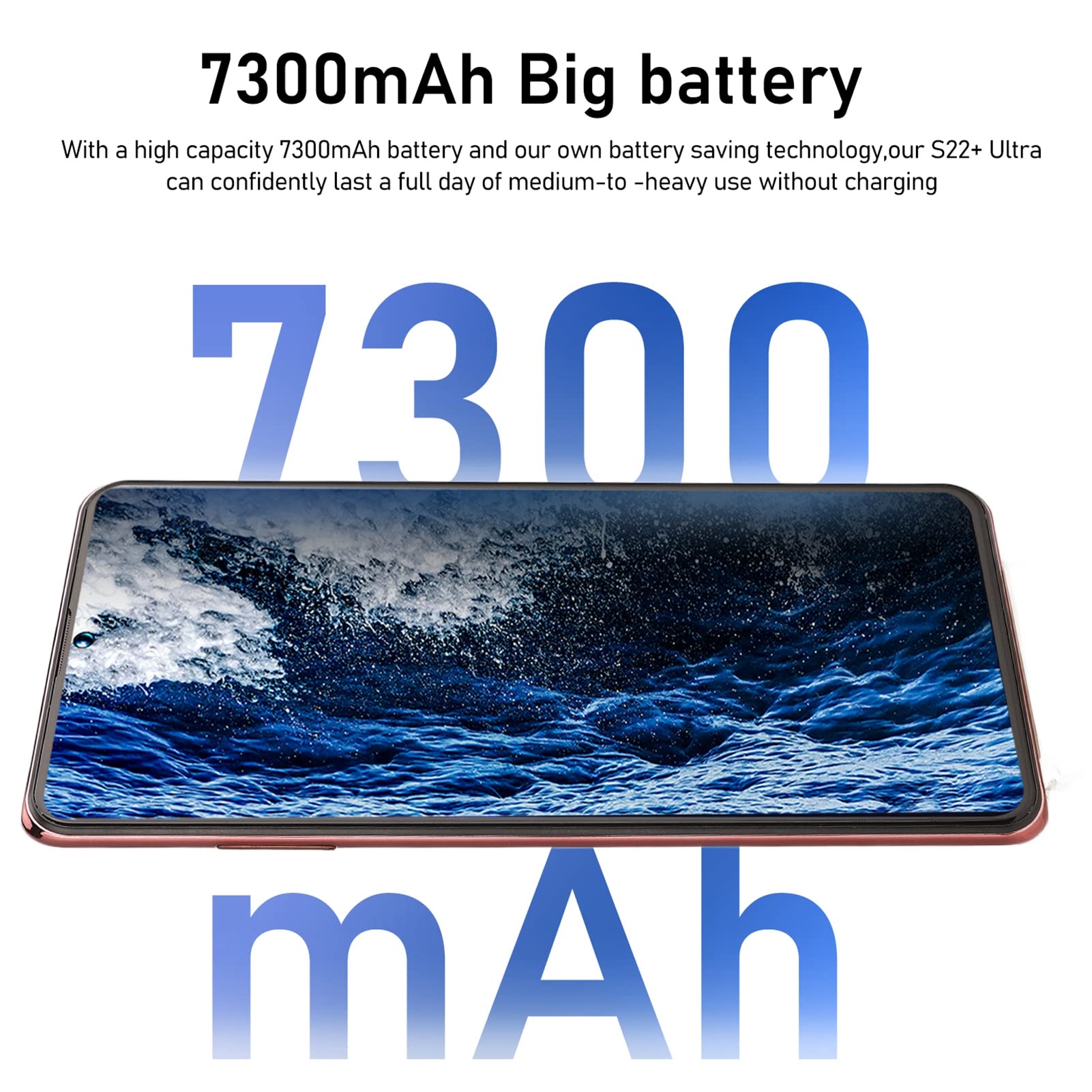 Smartphone for Android 10 System, 6.82 Inch HD Screen, 6GB RAM 128GB ROM, Supports Face Recognition, WiFi, BT, FM, GPS Functions, Front 5MP Rear 24MP, 7300mAh Cell Phone(USA)