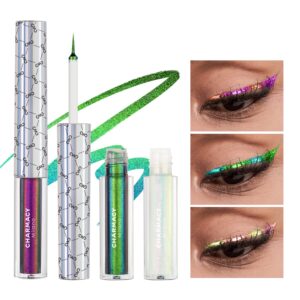 charmacy chameleon liquid eyeliner, liquid glitter eyeliner, highly pigmented, metallic intense multicolor shifting waterproof eyeliner, ultra-fine tip, longwearing, smudge-proof (#set3-903/905/908)