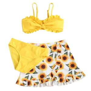 infant set outfits ruffles bikini swimsuit swimwear hollow summer kids girls girls swimwear swimsuit (yellow, 11 years)