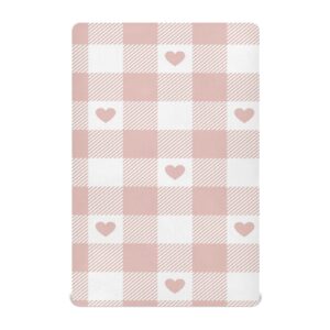 valentine's day plaid baby crib sheets soft toddler bed sheets breathable mattress cover playard sheet for girls nursery stroller crib mattress infant, 52 * 28 * 9in