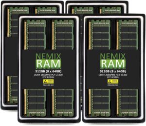 nemix ram 512gb (8x64gb) ddr4 2666mhz pc4-21300 2rx4 1.2v 288-pin ecc rdimm registered server memory kit