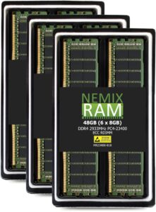 nemix ram 48gb (6x8gb) ddr4 2933mhz pc4-23400 1rx8 1.2v 288-pin ecc rdimm registered server memory kit