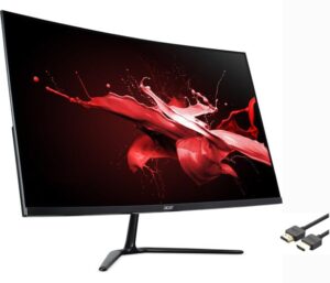 acer 31.5" curved fhd 1920 x 1080 gaming monitor with amd freesync technology, 75hz refresh rate, 1ms vrb response, with mtc hdmi cable