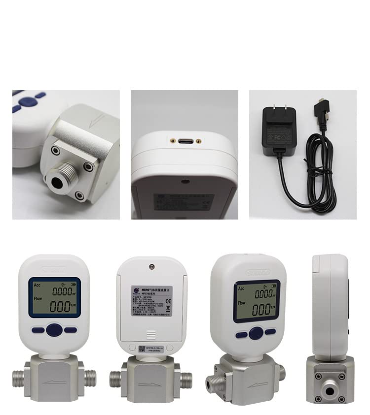 Digital Gas Mass Flow Meter Air Argon Nitrogen Oxygen Flow Rate Meter Range 0-100L/Min MF5708