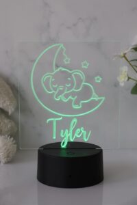 personalized night light, gift for toddler, gift for boys, baby boy shower gift, custom baby gifts, little girl gifts, gift for new mom (sleeping elephant)