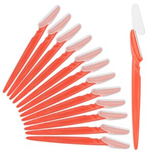 eyebrow razor for women, 24 pcs dermaplaning tool for face professional, face razor for women facial hair remover (neon orange)