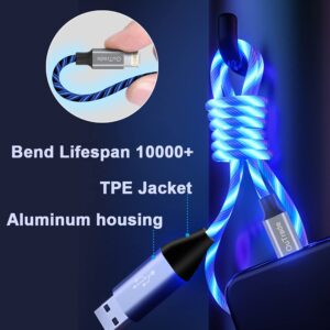 LED iPhone Charger Cord Light Up Lightning Cable | MFi Certified Apple Charger | Cool USB Fast Charging for iPhone 12 11 Pro Max XR X SE 8 Plus, iPad iPod and More (Blue, 6ft)