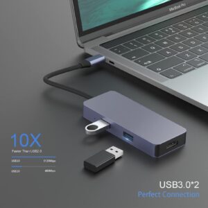 USB C Adapter, 6 in 1 USB C Hub with 4K HDMI, USB3.0 * 2 Port, 100W PD, SD/TF for MacBook Pro/Air M1/M2, iPad Pro, iPad Mini, Surface Pro/Go Dell