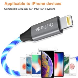 LED iPhone Charger Cord Light Up Lightning Cable | MFi Certified Apple Charger | Cool USB Fast Charging for iPhone 12 11 Pro Max XR X SE 8 Plus, iPad iPod and More (Blue, 6ft)