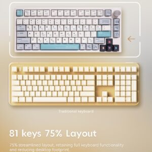 GK GAMAKAY TK75 75% Mechanical Keyboard with Knob Control, Hot Swap RGB Bluetooth 5.0/2.4GHz Wireless/USB-C Wired PBT Cherry Profile Keycaps Gaming Keyboard for Windows Mac (Gateron Red Switch)