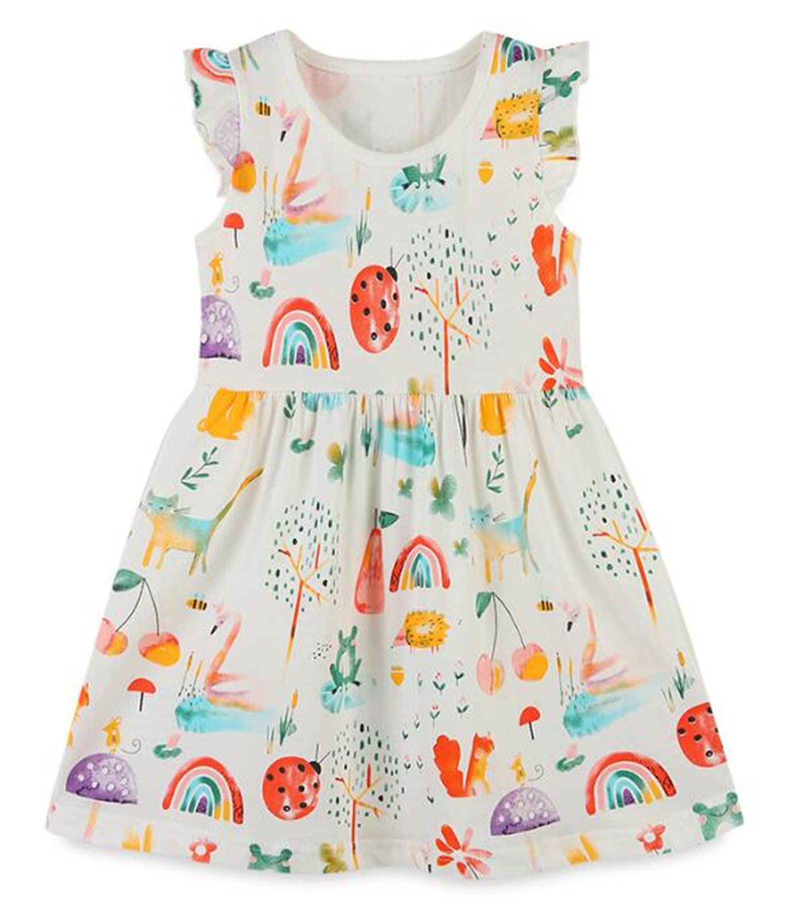 warmstraw Infant Girls A-line Summer Dress Sundress Clothes Outfits Cotton Princess Cartoon Comfort Dresses Beach Holiday Skirt Animal Pattern 2-3T