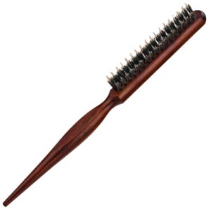 teasing brush, nylon boar bristle curl training teasing hair brush for women with rat tail handle comb for thin thick hair to create volume and smooth