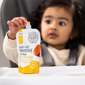 Serenity Kids 6+ Months Dairy-Free Smoothie Baby Food | USDA Organic | Grass Fed Collagen Protein | 3.5 Ounce BPA-Free Pouch | Sweet Potato Spice | 6 Count