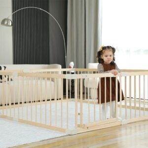 Baby Playpen Play Pen Play Fence Yards Wooden Large,Playpens for Babies and Toddlers Kids Indoor,Baby Play Yards Gym Area,Baby Day Care Play Pin(180x200x61 cm)