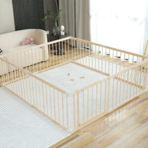 Baby Playpen Play Pen Play Fence Yards Wooden Large,Playpens for Babies and Toddlers Kids Indoor,Baby Play Yards Gym Area,Baby Day Care Play Pin(180x200x61 cm)