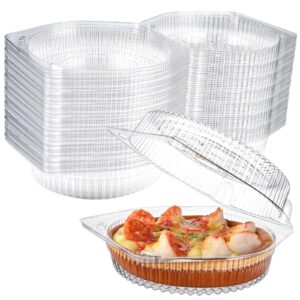 40 pcs disposable pie keeper clear plastic dessert containers with hinged locking lids round pie carrier clamshell takeout food containers for flan doughnut cookies salads fruits vegetables - 6 inch