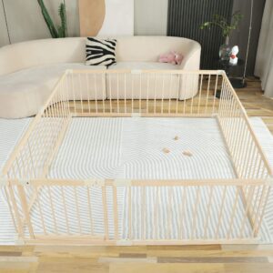 Baby Playpen Play Pen Play Fence Yards Wooden Large,Playpens for Babies and Toddlers Kids Indoor,Baby Play Yards Gym Area,Baby Day Care Play Pin(180x200x61 cm)