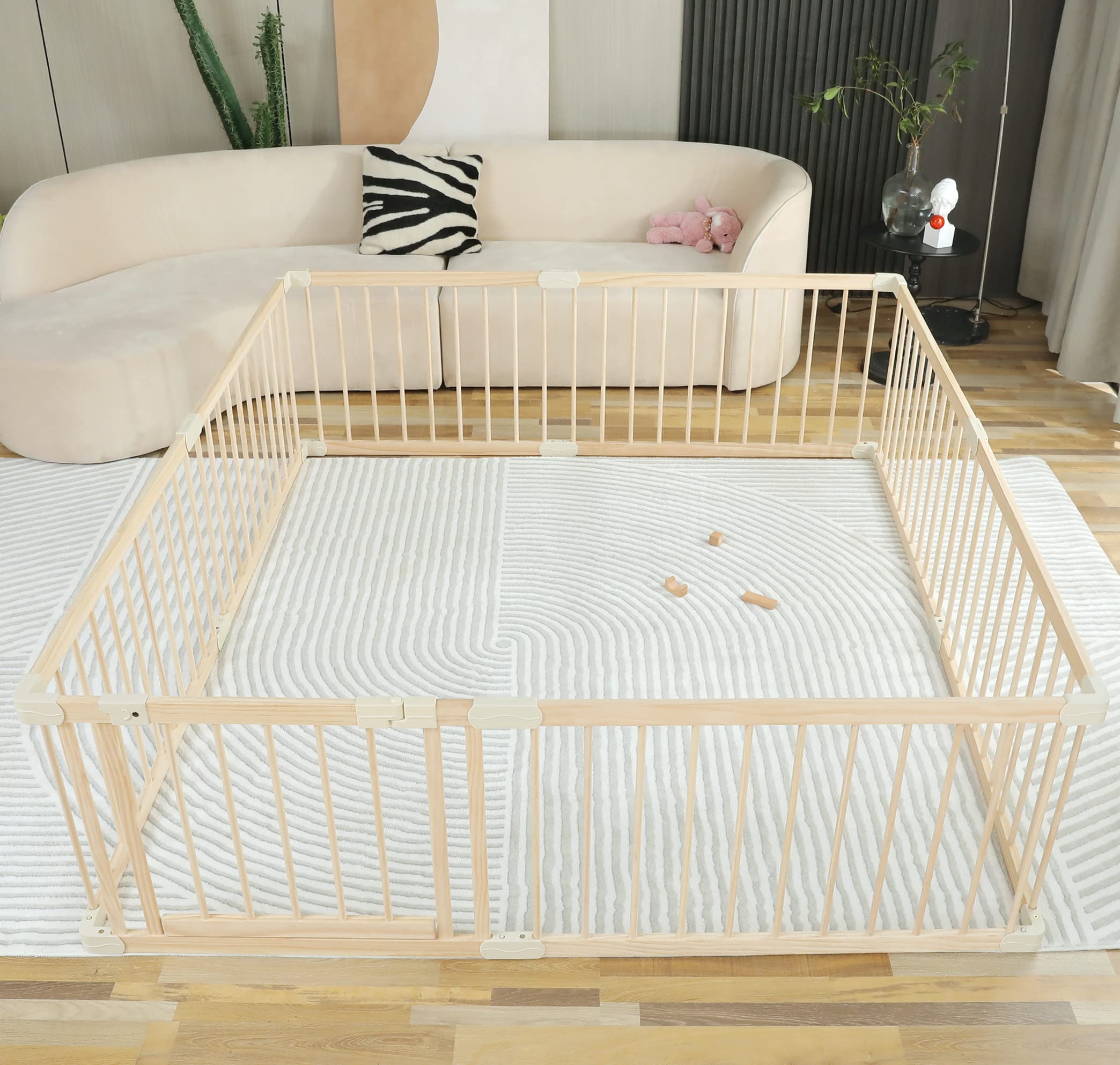 Baby Playpen Play Pen Play Fence Yards Wooden Large,Playpens for Babies and Toddlers Kids Indoor,Baby Play Yards Gym Area,Baby Day Care Play Pin(180x200x61 cm)