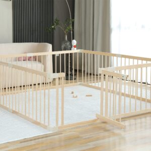 Baby Playpen Play Pen Play Fence Yards Wooden Large,Playpens for Babies and Toddlers Kids Indoor,Baby Play Yards Gym Area,Baby Day Care Play Pin(180x200x61 cm)