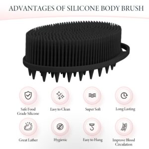 Silicone Body Scrubber, Silicone Loofah, 2 Pcs Silicone Shower Scrubber, Exfoliating Silicone Shower Scrubber, 2 in 1 Silicone Body Scrub Brush Scalp Massager Shampoo Brush for All Skin Men Women Kids