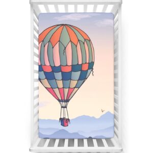 hot air balloon themed fitted crib sheet,standard crib mattress fitted sheet soft and breathable bed sheets-crib mattress sheet or toddler bed sheet,28“ x52“,multicolor