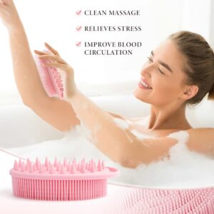 Silicone Body Scrubber, Silicone Loofah, 2 Pcs Silicone Shower Scrubber, Exfoliating Silicone Shower Scrubber, 2 in 1 Silicone Body Scrub Brush Scalp Massager Shampoo Brush for All Skin Men Women Kids