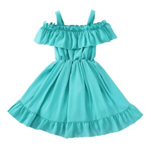 vinuoker toddler baby girls princess party dress little girl summer solid dress off-shoulder suspender sundress toddler girl summer outfit tiffany blue